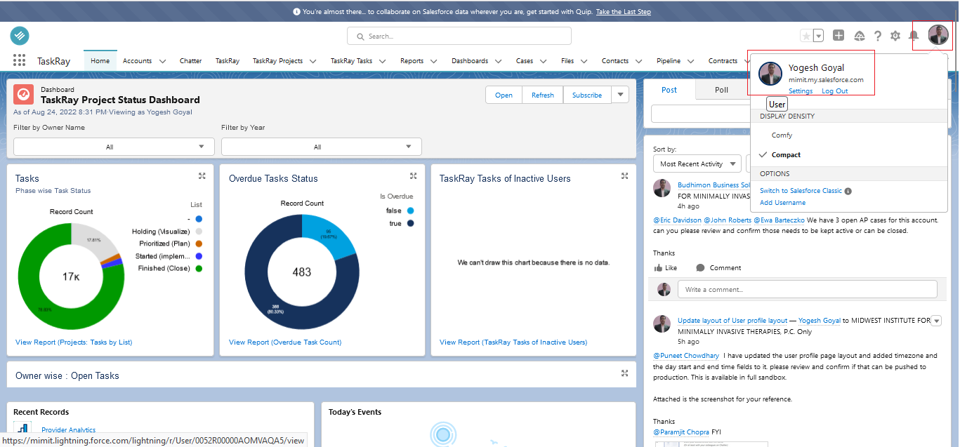 How to update profile details on salesforce