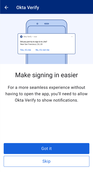 Set up Okta Verify on Android device