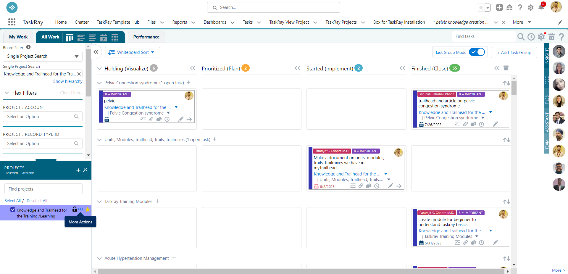 Taskray Project in Salesforce Tab View and How to Create the Task and Chatter.