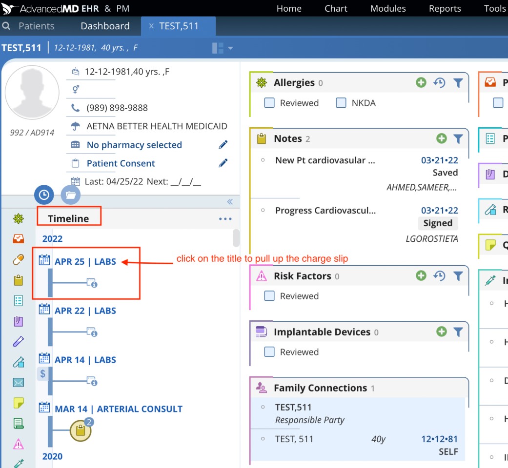Workflow for Lab-Charge Slips in AdvancedMD