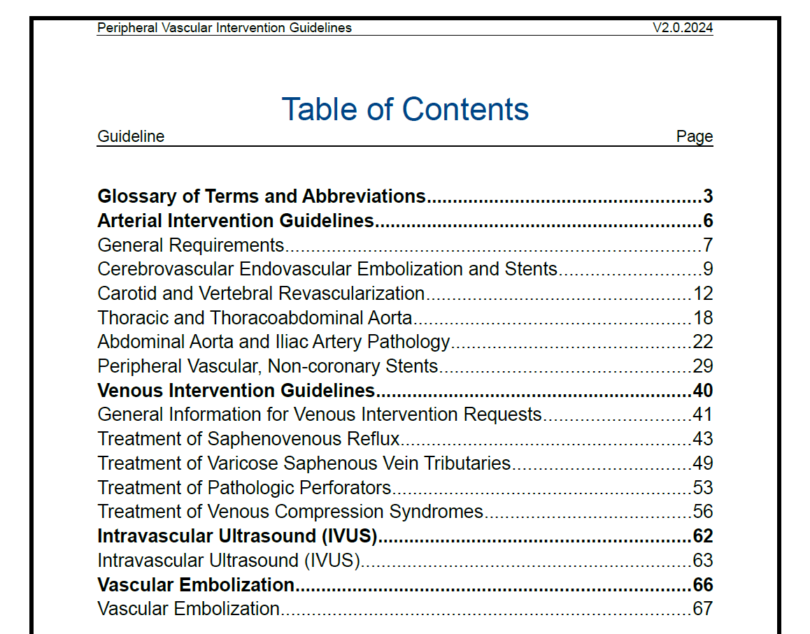 Aetna Clinical Guidelines For PAD- Peripheral Vascular Intervention ...