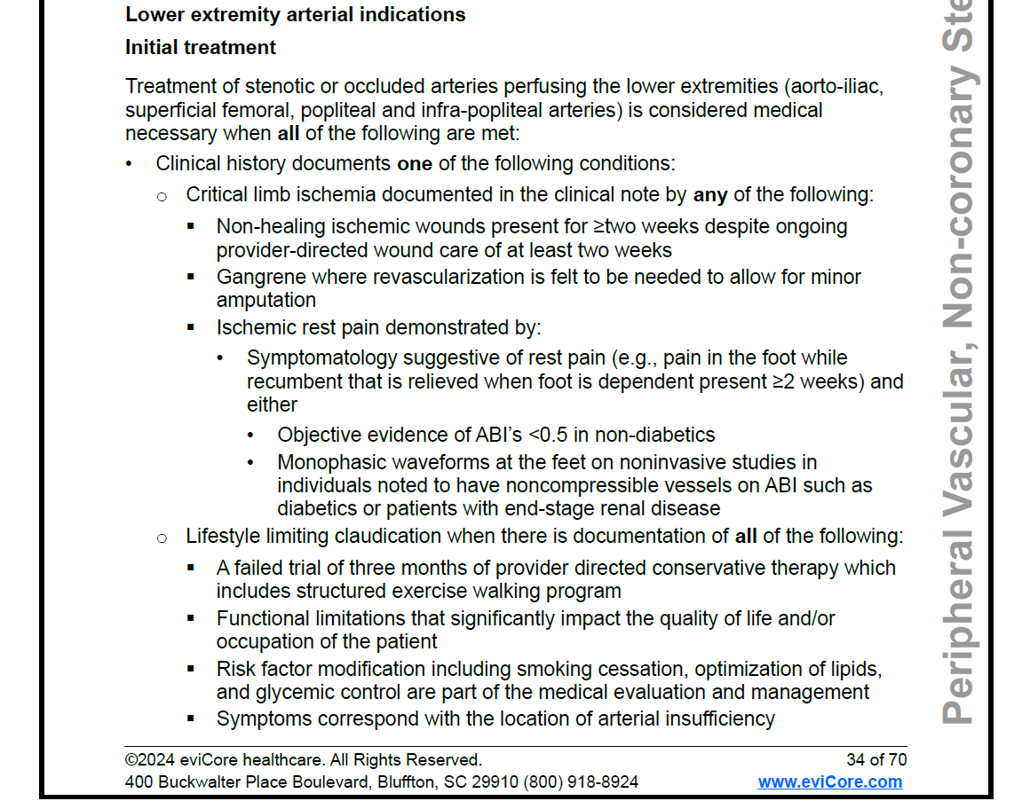 Aetna Clinical Guidelines For PAD- Peripheral Vascular Intervention ...