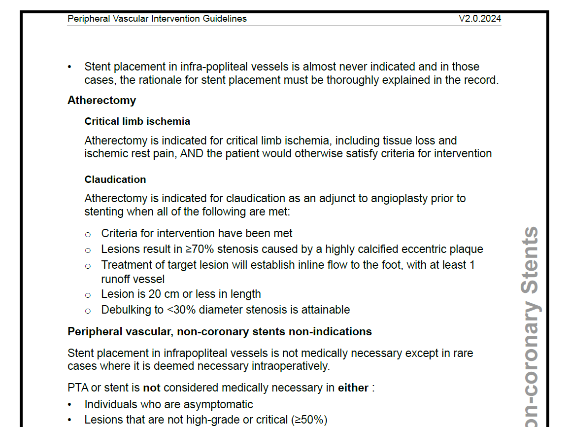 Aetna Clinical Guidelines For PAD- Peripheral Vascular Intervention ...